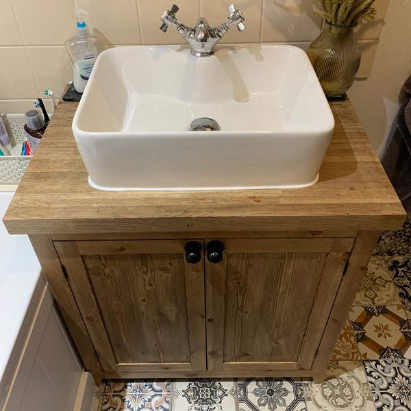 Handmade Rustic Bathroom Vanity Unit Bespoke Freestanding - Cottage ...