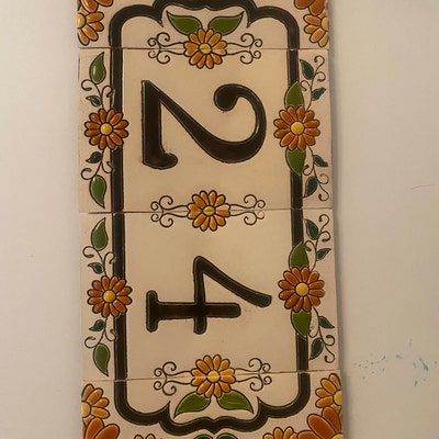 Handmade Ceramic House Number Tiles MARIGOLD Large Size - Etsy