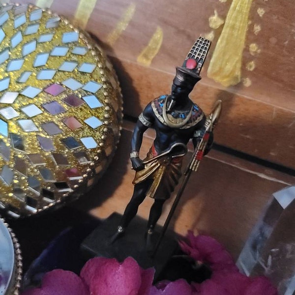 Vintage Amun Mini Statue - Small Hand-painted Ancient Egyptian God Amun ...