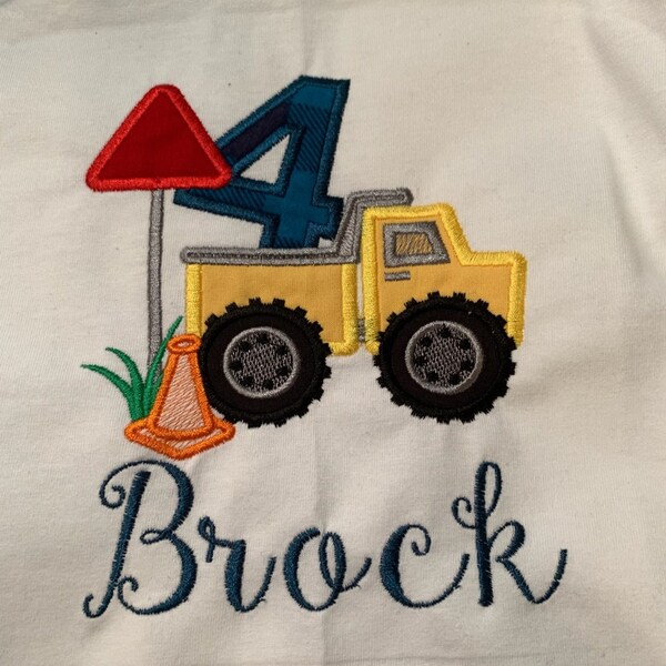Construction Number 4 Dump Truck Applique - A BMB EXCLUSIVE Design! - Etsy