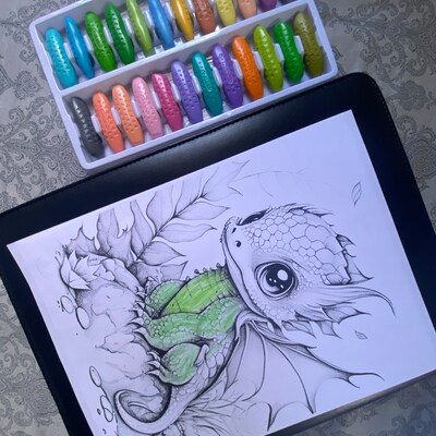 Baby Woodland Dragon 15 Fantasy Coloring Page, Adults Kids Instant ...