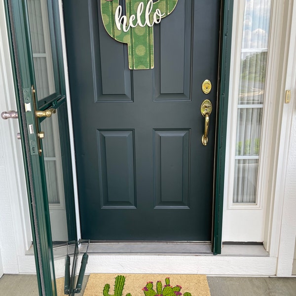 Cactus Door Hanger, Front Door Decor, Hello Door Sign, Southwest Decor ...