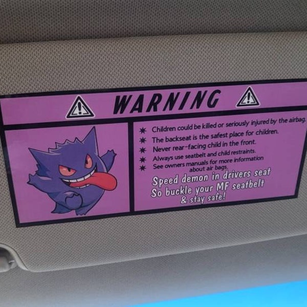 Gengar Pokémon Car Warning Sticker Sparkly or Plain Speed Demon Super ...