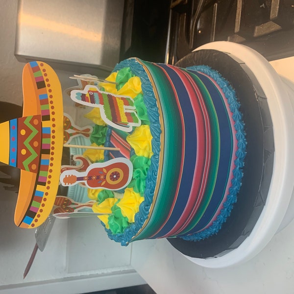 Mexican Serape Stripe Edible Cake Wrap or Donkey Piñata Cake Topper - Etsy