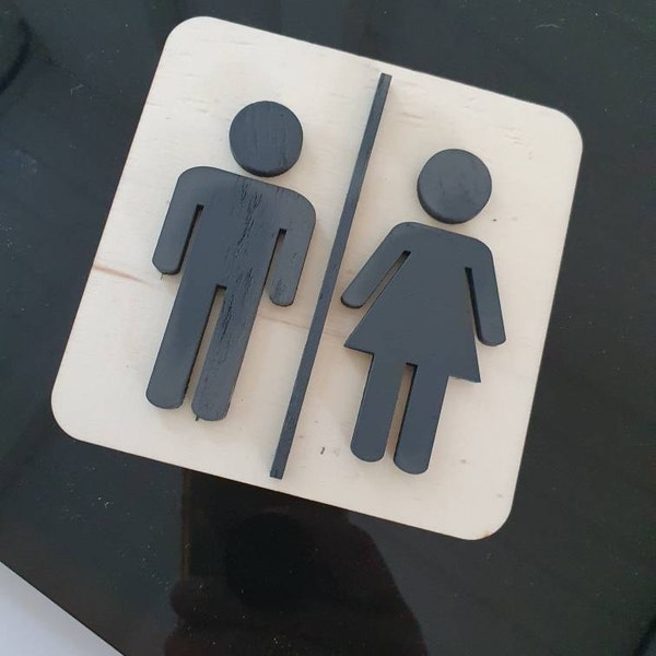 Multilayer Wc Toilet Door Sign Laser Cut Svg File Glowforge 3D Wooden ...