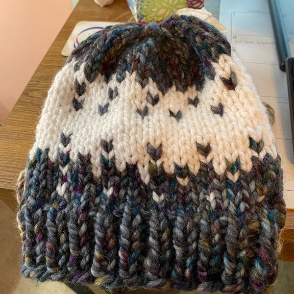 KNITTING PATTERN Easy Beginner Colorwork Beanie Super Bulky Fairisle ...