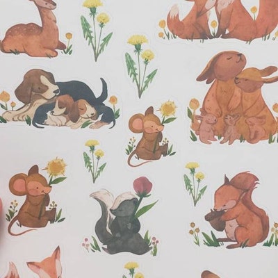 Soft Pink Florals Stickers Clear Matte - Etsy