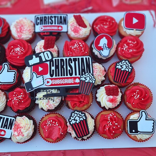 Youtube Cake Topper, Social Media Birthday Theme, Youtube Cupcake ...