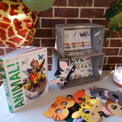 Safari Party Coloring Party Favors 6 Different Animals With - Etsy