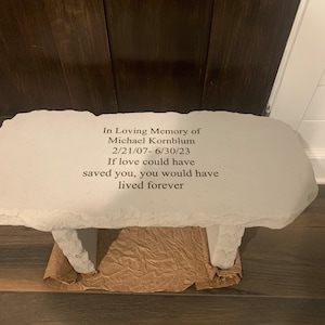 Custom Medium Stone Bench Personalized Memorial Garden Decor - Etsy