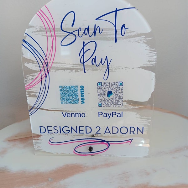 Arch Scannable QR Code Payment Table Sign || Frosted Acrylic Business ...