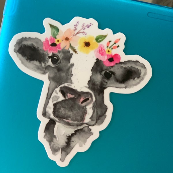 Watercolor Laptop Decal, Cow Decal, Laptop Sticker, Journal Cover ...