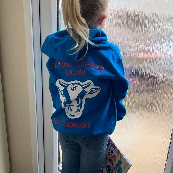 Personalised Kids Tractor 'trainee Little Farmer' Hoodie Jumper - Etsy UK