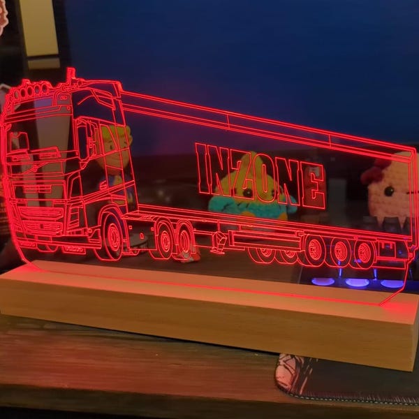 Personalised Company Logo LED Display Light With Wooden Base - 7 LED ...