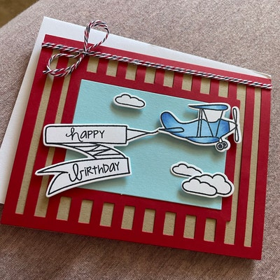 Airplane Birthday Card for Boy, Handmade Birthday Card for Man, Card ...