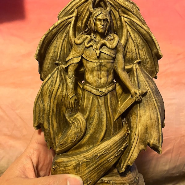Handmade Samael Statue: Ash Wood Luciferian Occult Decor - Etsy
