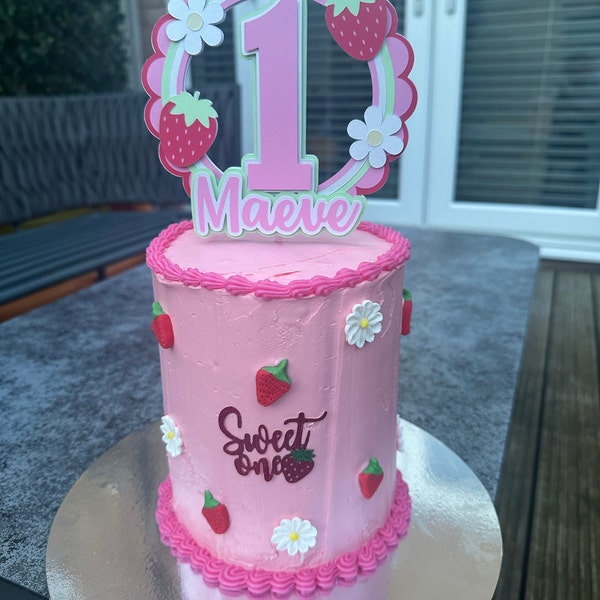 Strawberry Themed Cake Topper | Berry 1st Birthday | Strawberry Cake ...