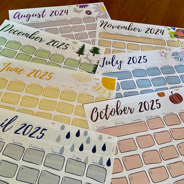 2024 2025 Monthly Printable Planning Calendar - Etsy