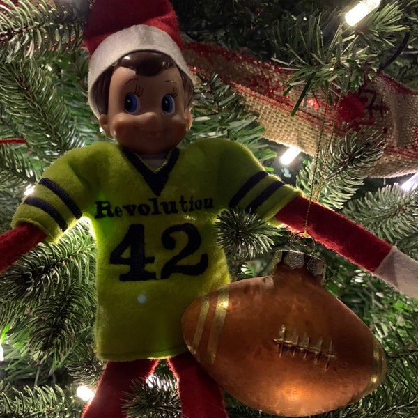Custom Christmas Elf Football Jersey Sweater Shirt and Football Feltie ...
