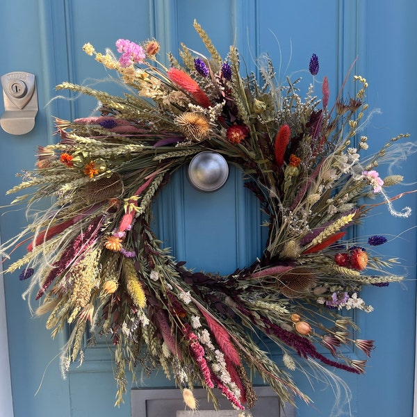 Autumn Dried Wreath Making Kit. Dried Flower DIY Autumnal Door Wreath ...