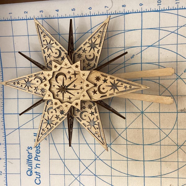 3D Christmas Star Tree Topper SVG, Laser Cut Plywood Template (digital ...