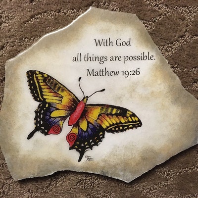 Hand Painted Art Drawing With Scripture Verse on Stone - Etsy