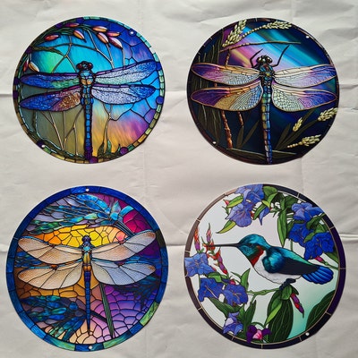 Metal Robin Sign in Faux Stained Glass Effect Vibrant Garden - Etsy