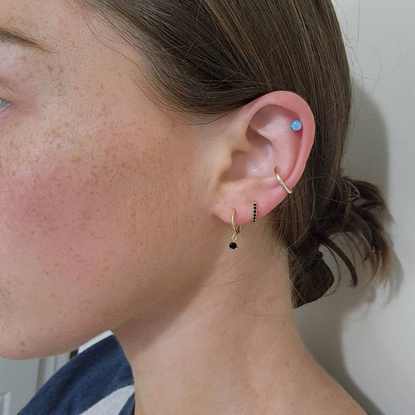 16G/18G/20G Solid Clicker Hoops • CZ Hinged Clicker Hoops • Seamless Hinged Hoop • 925 Sterling ...