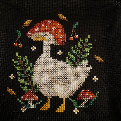 Silly Goose in Mushroom Cross Stitch Pattern PDF Forest Mushroom ...