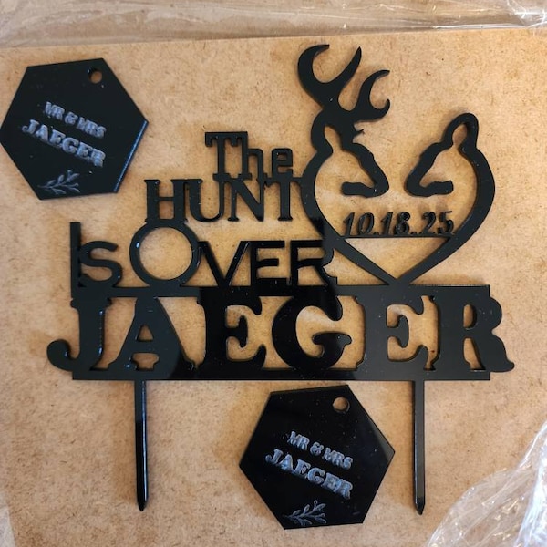 Our Hunt is Over Cake Topper Hunting Rustic Deer Wedding Cake Topper ...