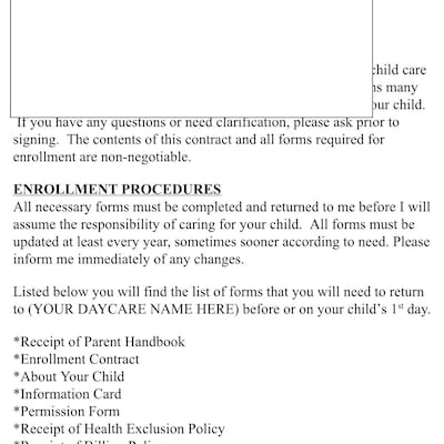 Late Payment Notice Daycare Payment Notice Daycare Payment Form Daycare ...