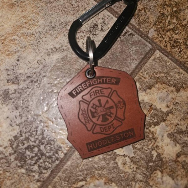 Customizable Leather Firefighter Helmet Shield Keychain. - Etsy