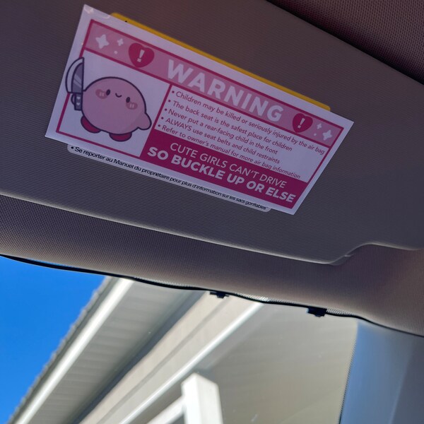 Cute Knife Pastel Warning Sticker | Pink Kawaii Decal, Airbag Label ...