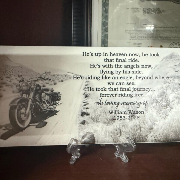 Motorcycle Memorial Tile: Custom Biker Tribute, Personalized Name ...