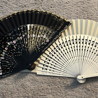 COLORED PEAR WOOD Hand Held Fan - Etsy