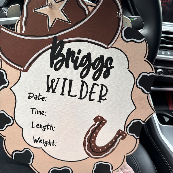 Cowboy Rodeo Door Hanger, Hospital Door Birth Announcement, Boy Nursery ...