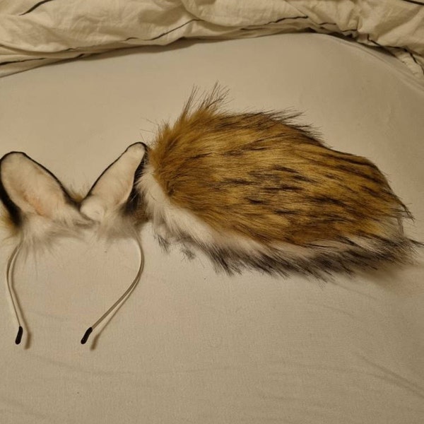 Realistic Faux Fur Snow Leopard Ear and Tail Set Anime Cosplay Tail and ...