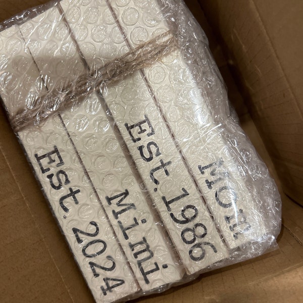 Mom and Mimi Book Stack, Stamped Books, Decorative Books, Shelf Decor ...