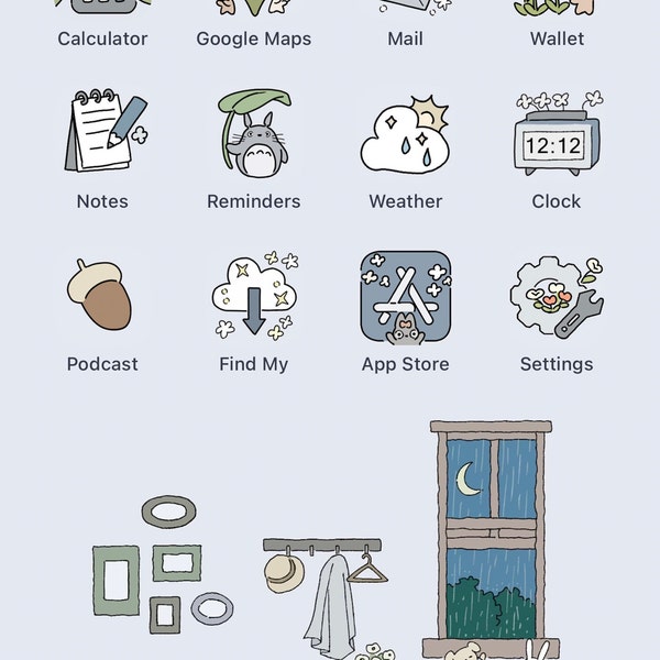 Cute Cozy Summer Icon Set, Cute Icons Pack, iPhone Theme, Cute App ...