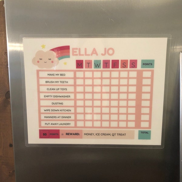 Reward Chart Girls Printable Chore Chart Rainbow Cloud Pink Routine ...