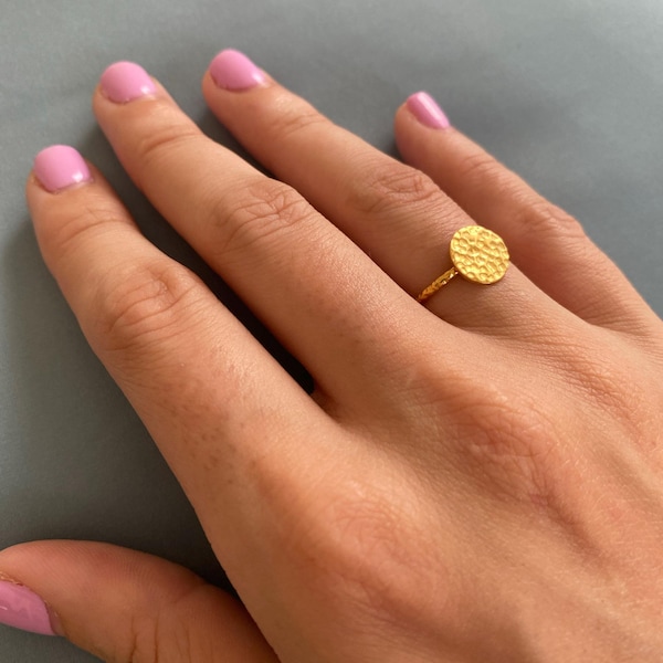 Solid Gold Heart Ring, Handmade 10k-14k Gold Ring, Stacking Gold Ring ...