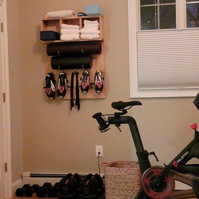Double Yoga Mat Holder, Gym Organizer, Shoe and Towel Exercise Rack ...
