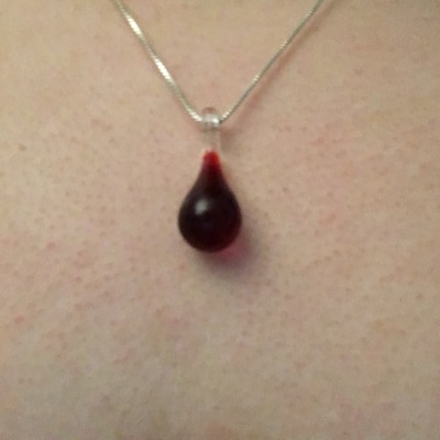 Blood Drop Necklace, Boro Glass Pendant, Anti Valentine Glass Jewelry ...