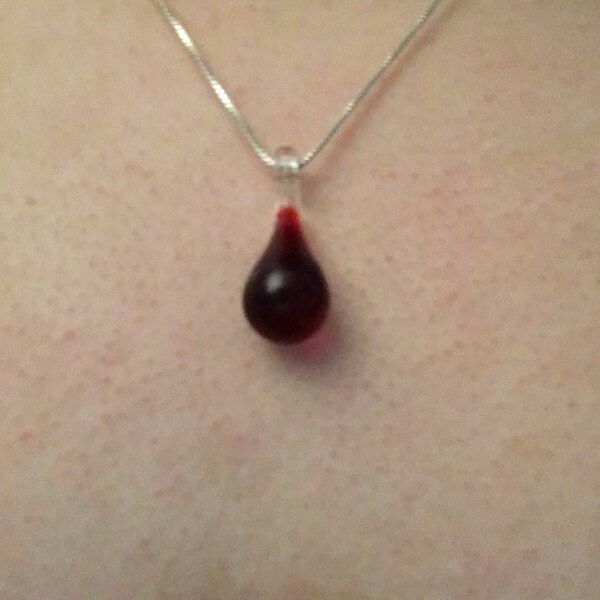 Blood Drop Necklace, Boro Glass Pendant, Anti Valentine Glass Jewelry ...