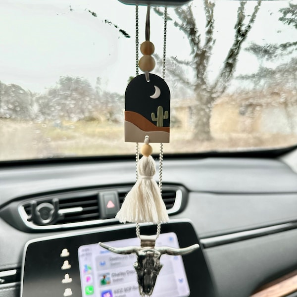 Essential Oil Car Clay Diffuser, Boho Hanging Accessory, Car Air ...