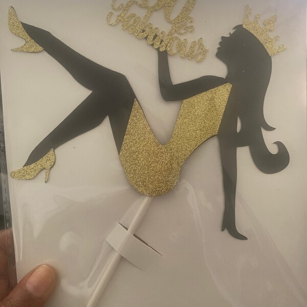 50 & Fabulous Cake Topper, Sitting Lady Cake Topper, Sitting Woman Cake ...