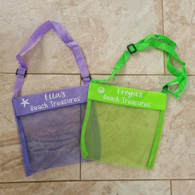 Personalised Beach Treasure Mesh Bag Available in 5 Bright Colours ...