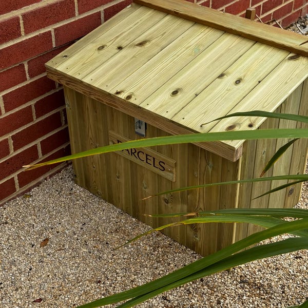 Personalised Large Doorstep Wood Parcel Box. Porch Parcel Storage Box ...