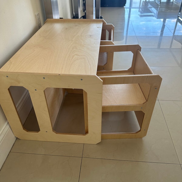 Montessori Wooden Kids Play Table Set, Toddler Table Set OR Preschool ...