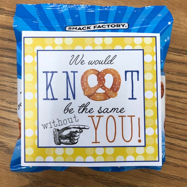 INSTANT DOWNLOAD Pretzel Appreciation Printables Flipz Thank You School ...